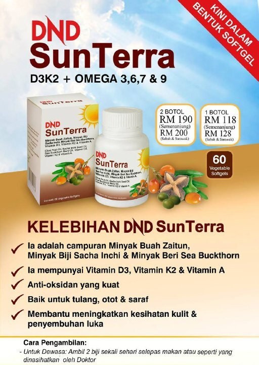 DND SUNTERRA SOFTGEL (D3K2 + OMEGA 3,6,7 & 9) (60 SOFTGEL) - DND Health ...