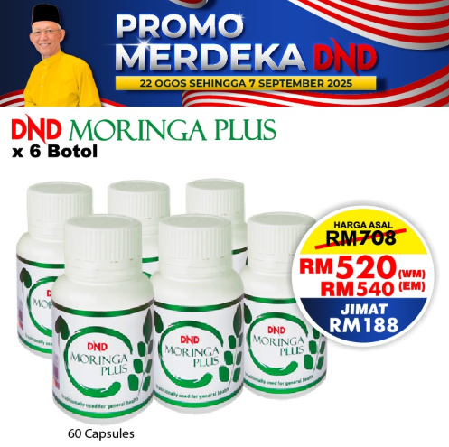DND MORINGA PLUS (60 VEGE CAPSULE) X 6 BOTOL - DND Health Wellness